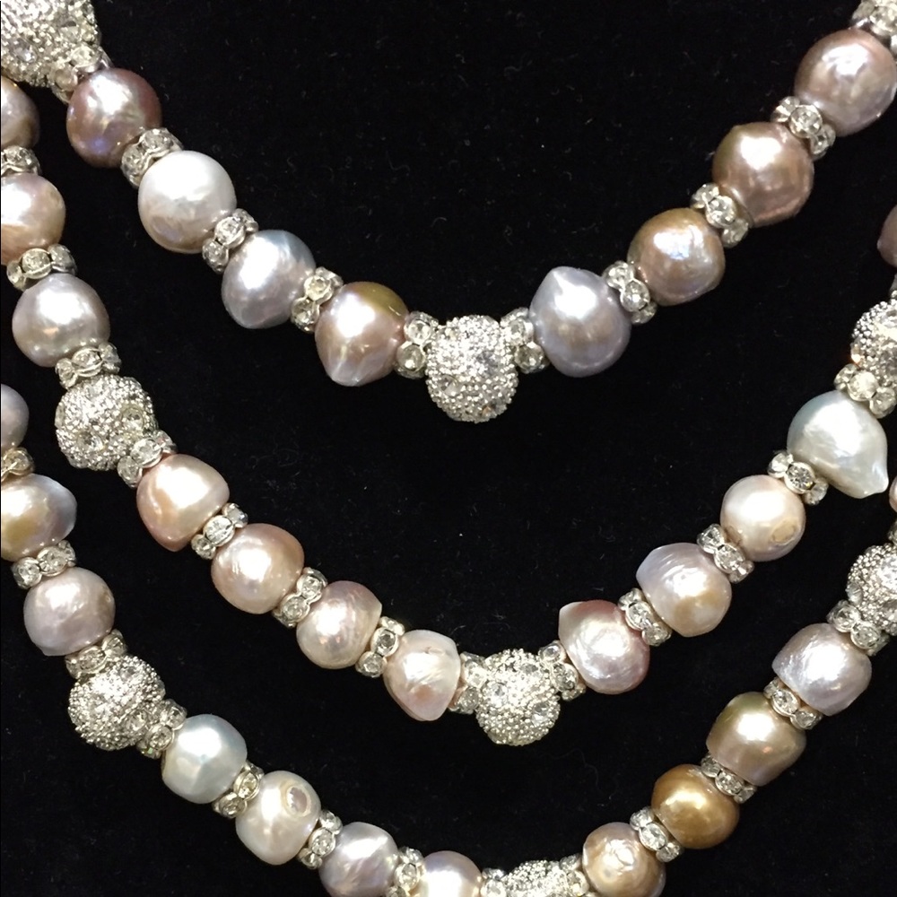 Freshwater Cultured Triple Strand Necklace - Gem Freshwater Cultured Triple Strand Necklace - Gem